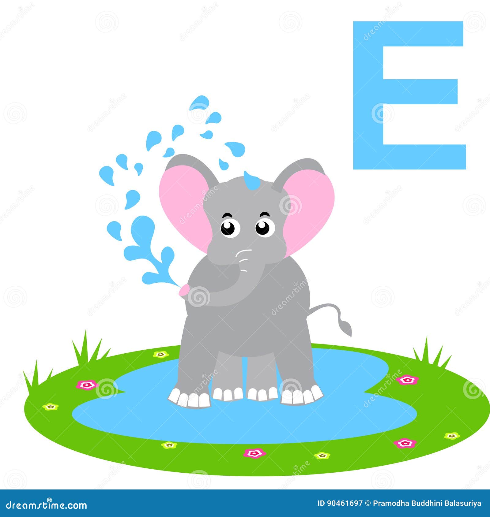 E For Elephant .kids Alphabet Cartoon Vector | CartoonDealer.com #90461697