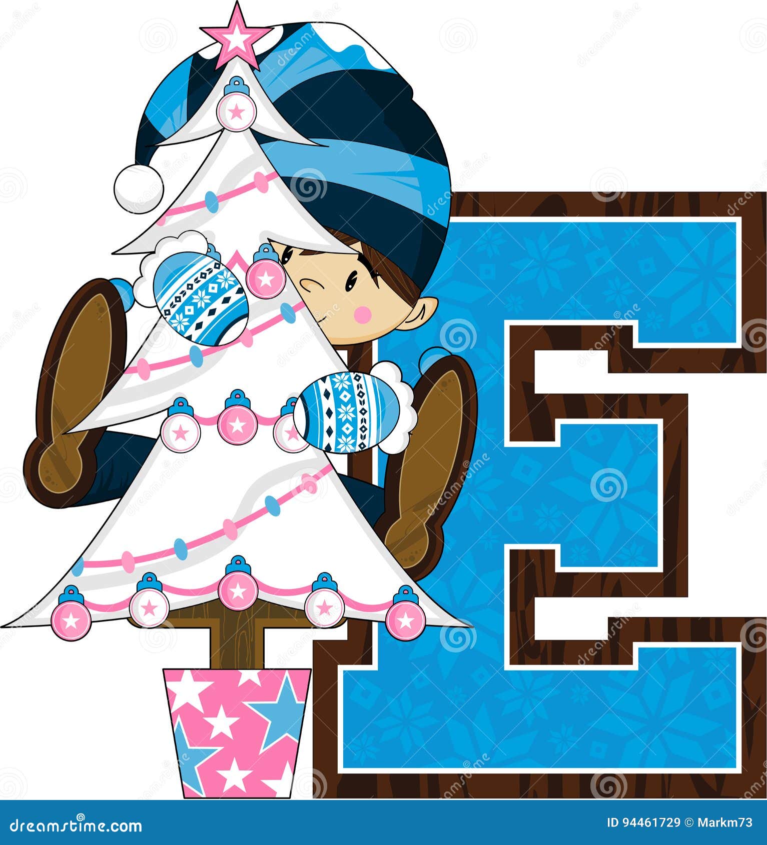 E is for Elf stock vector. Illustration of xmas, seasonal - 94461729