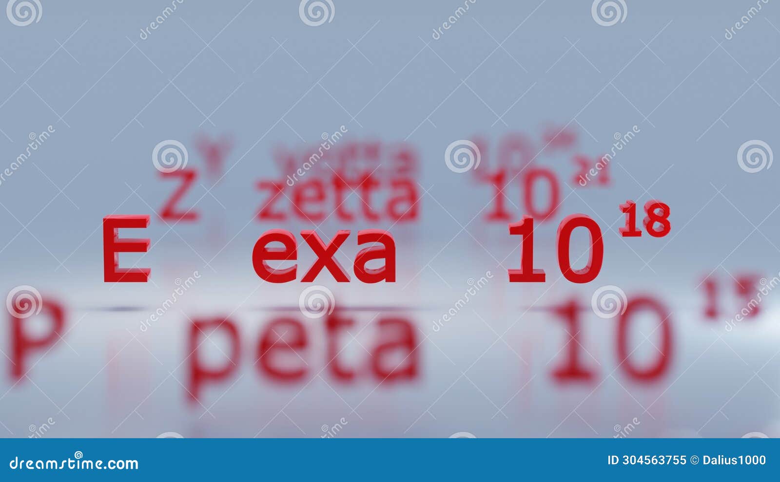 E Exa 10 18 Metric Prefixes Numbers - 3D Render Illustration - White ...