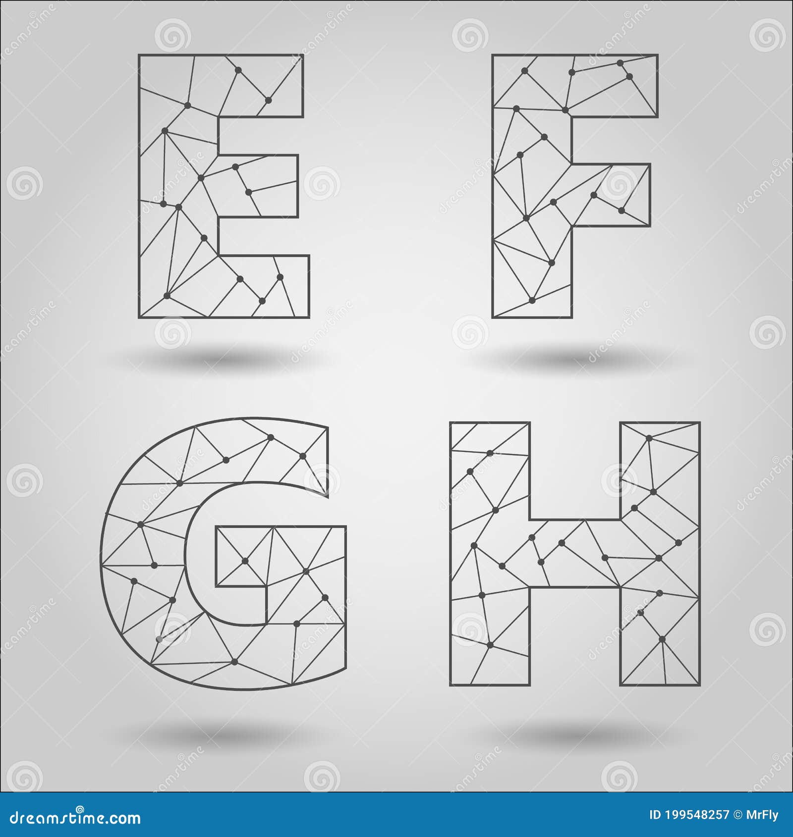 E F G H Vector Mesh Letters, Vector Illustration Stock Vector ...
