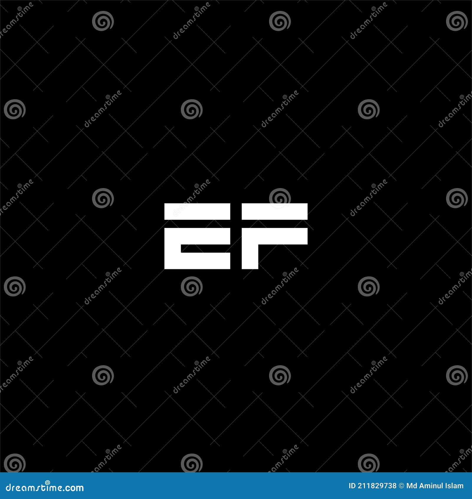 E F Letter Logo Creative Design on Black Color Background Stock Vector ...