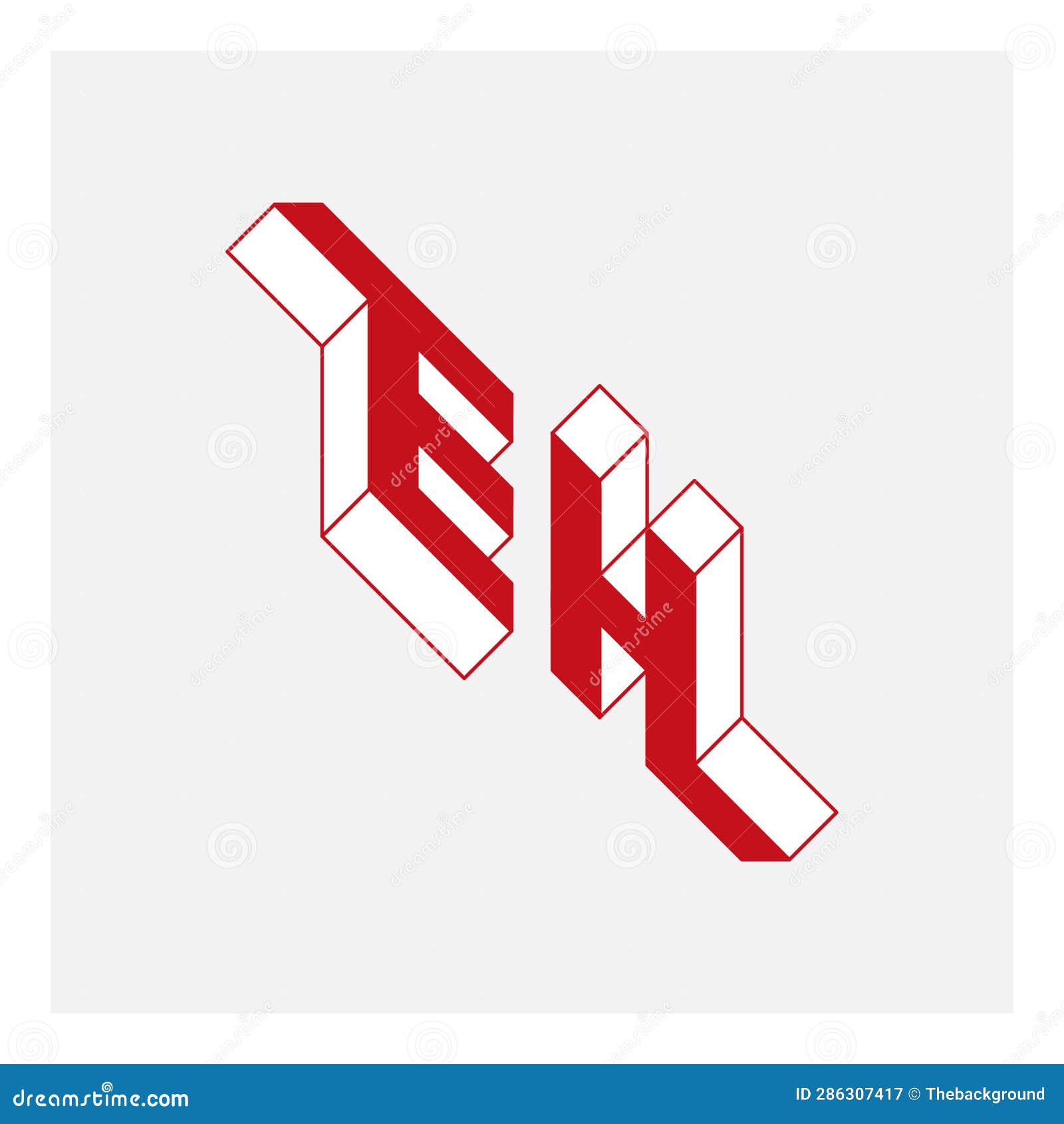 E and H - Monogram or Logotype. Isometric 3d Font for Design. Outline ...