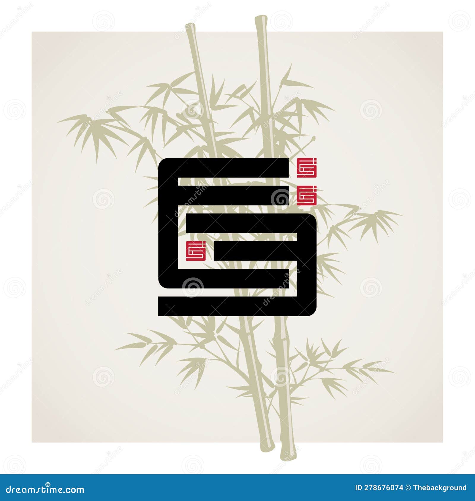 E 3 - Icon Or Design Element. Bamboo In The Background. E3 - Monogram ...