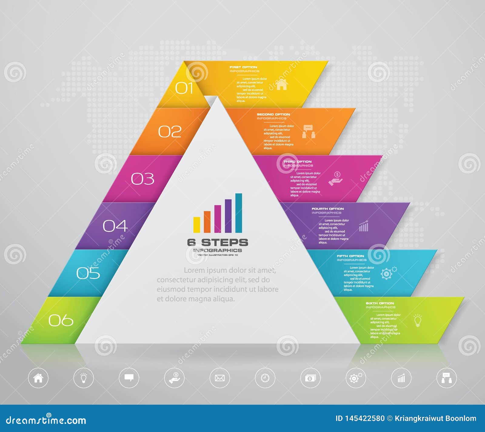 6 Steps Pyramid with Free Space for Text on Each Level. Ilustración del ...