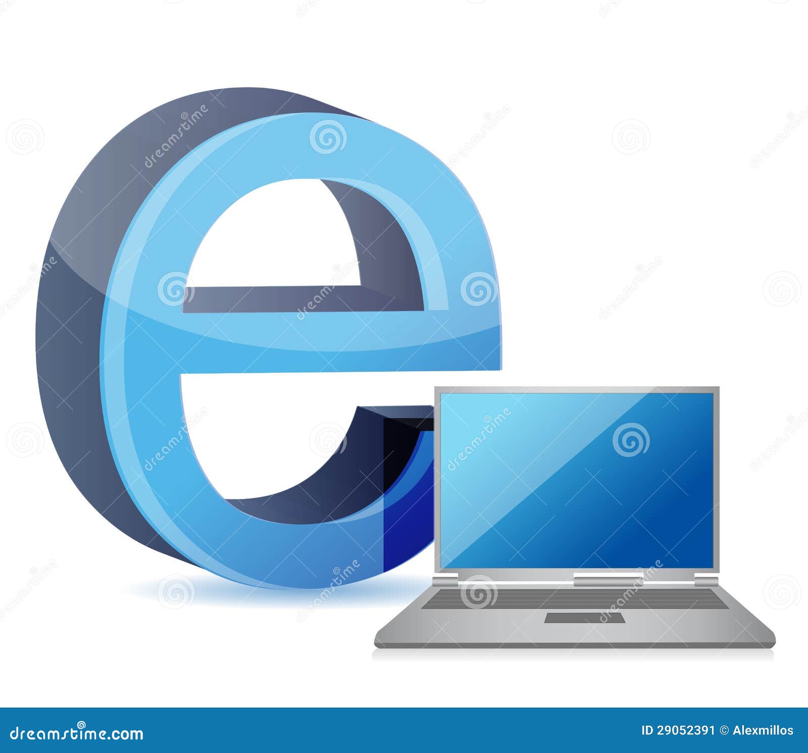 E for internet and laptop. stock illustration. Illustration of internet ...