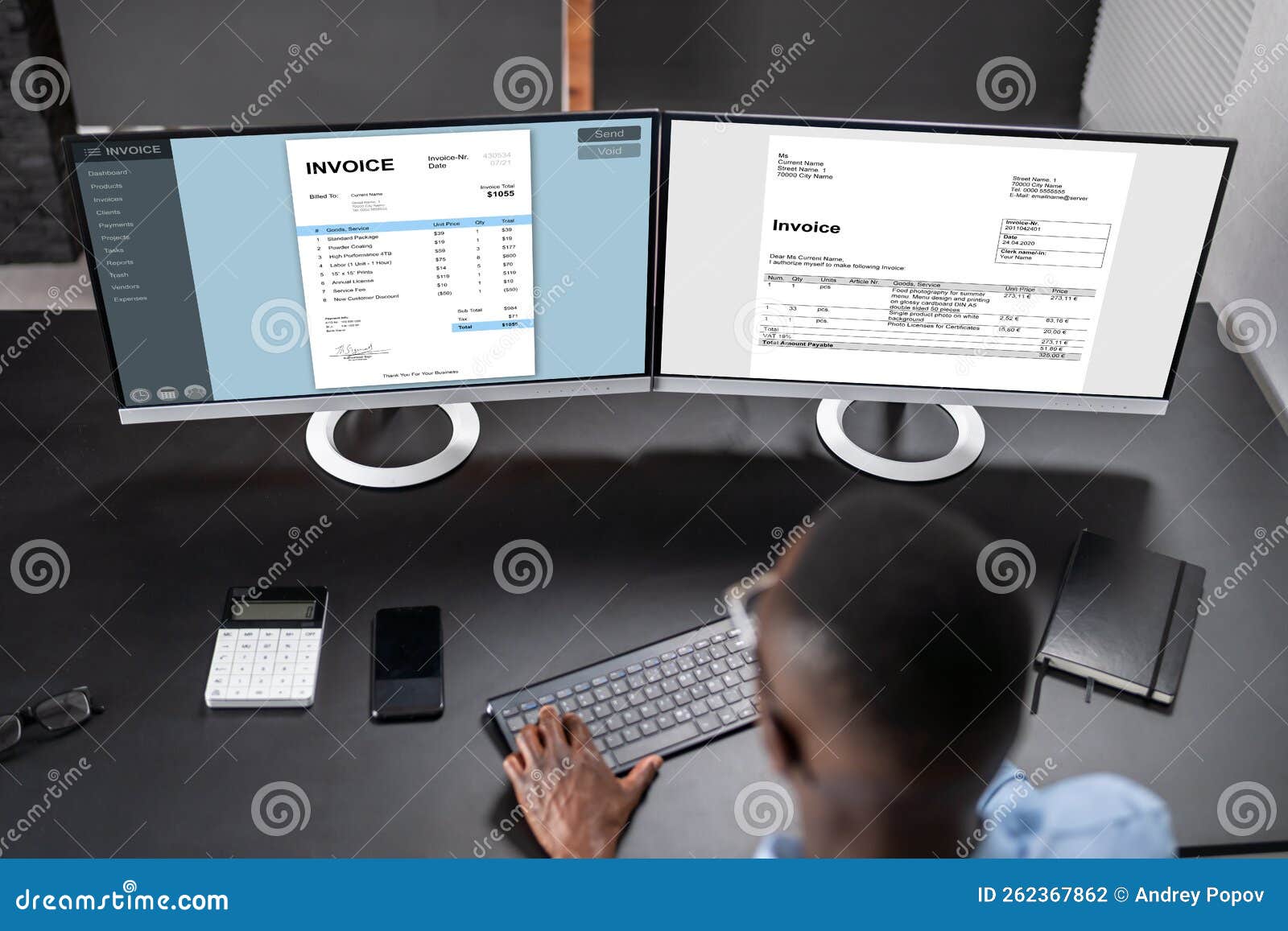 E Invoice Business Management Stock Photo - Image of screen ...