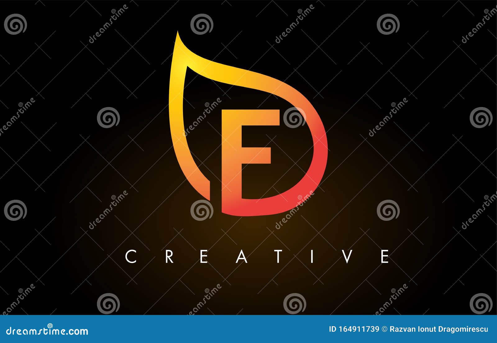 E Leaf Logo Letter Design with Golden Leaf Outline Stock Vector ...