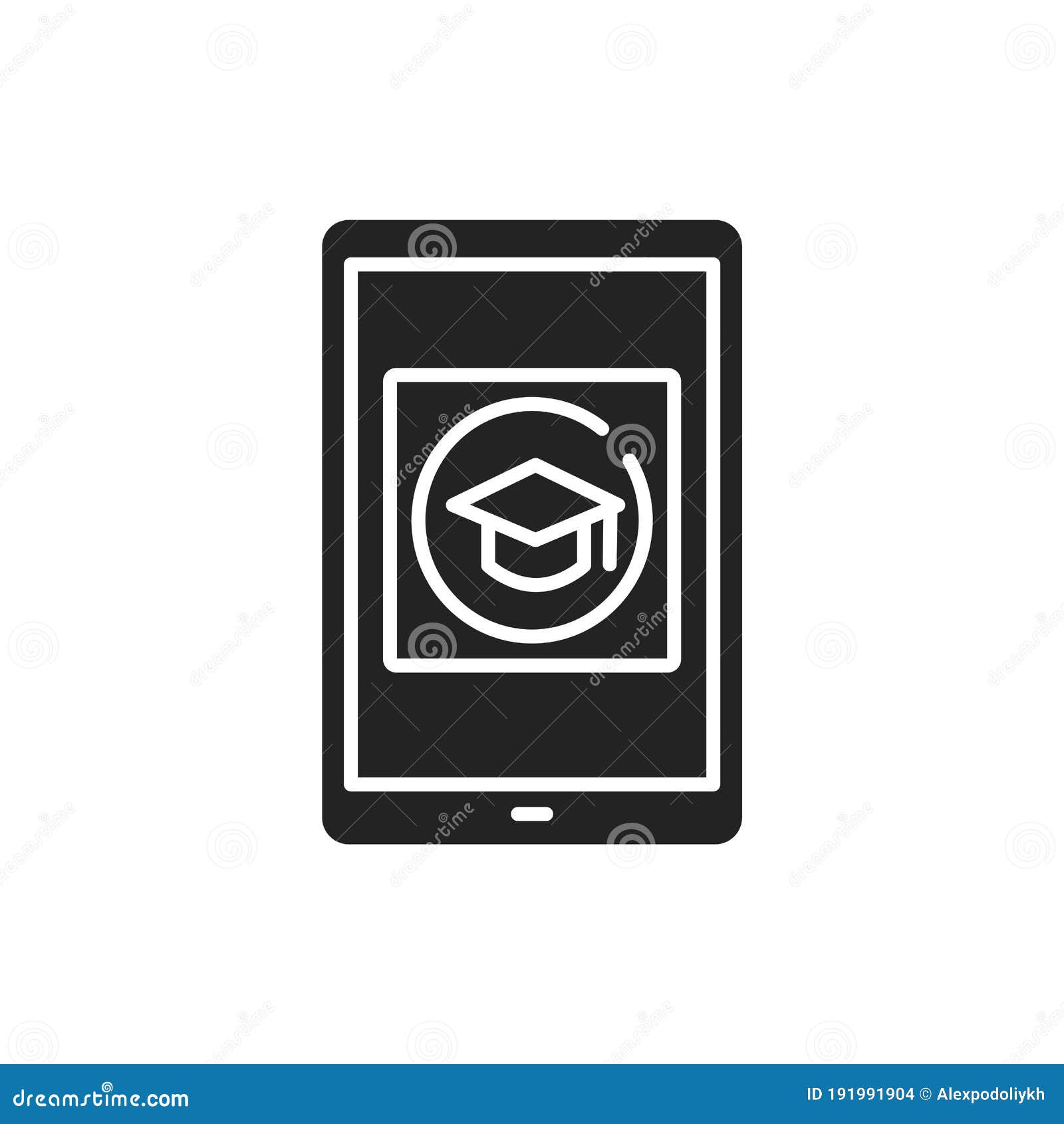 E-learning App in Tablet Black Glyph Icon. Online Education Website ...