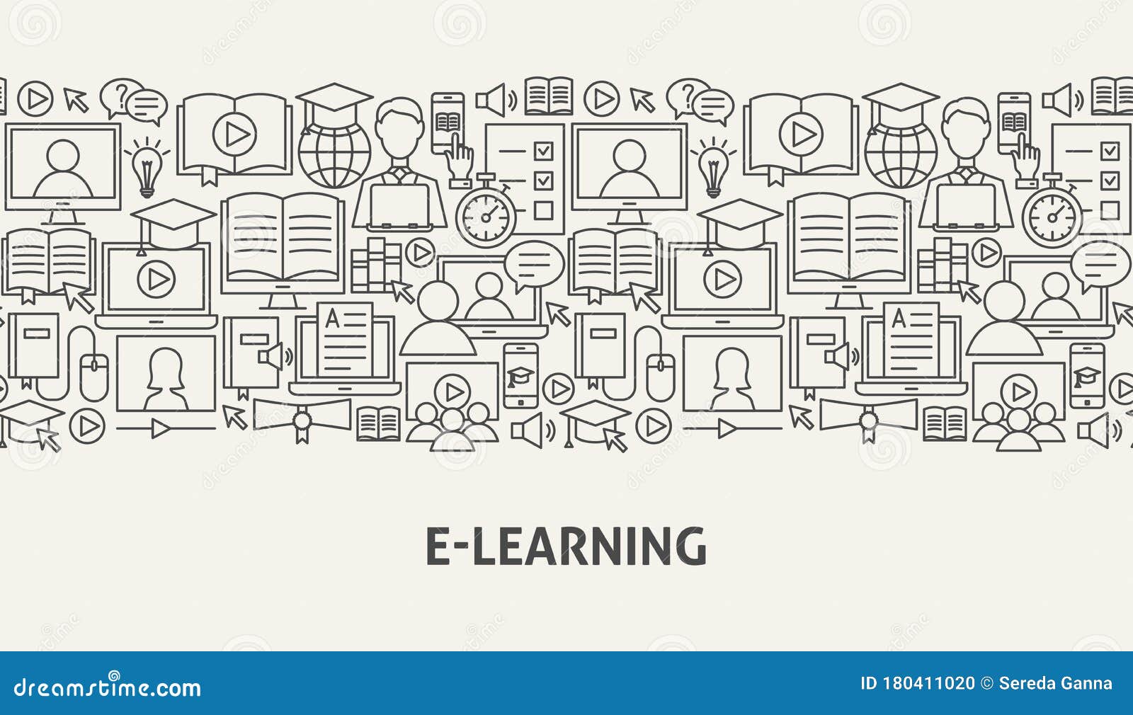 E Learning Banner Concept stock vector. Illustration of computer ...