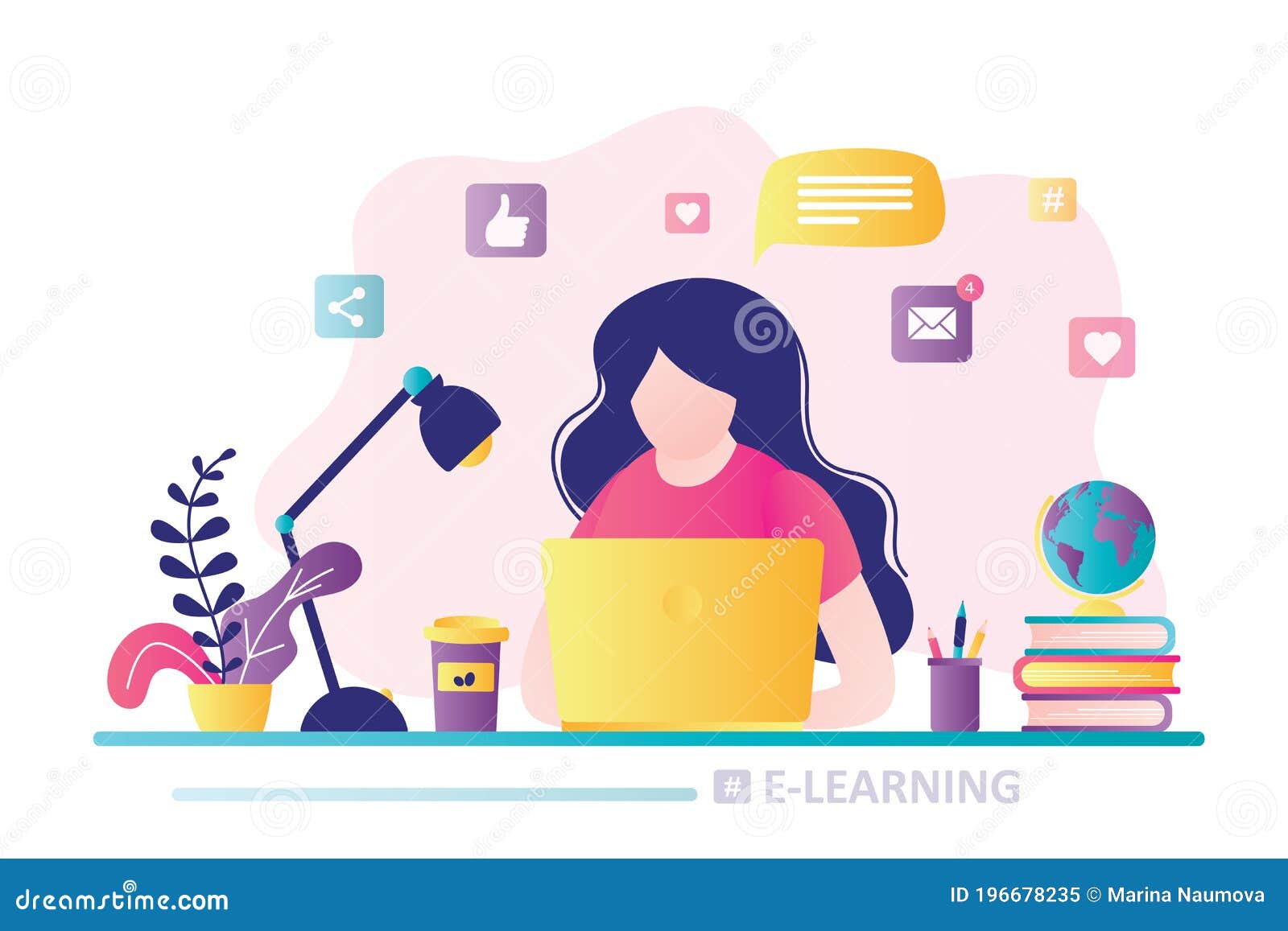 E-learning Banner. Online Education, Home Schooling Stock Vector ...