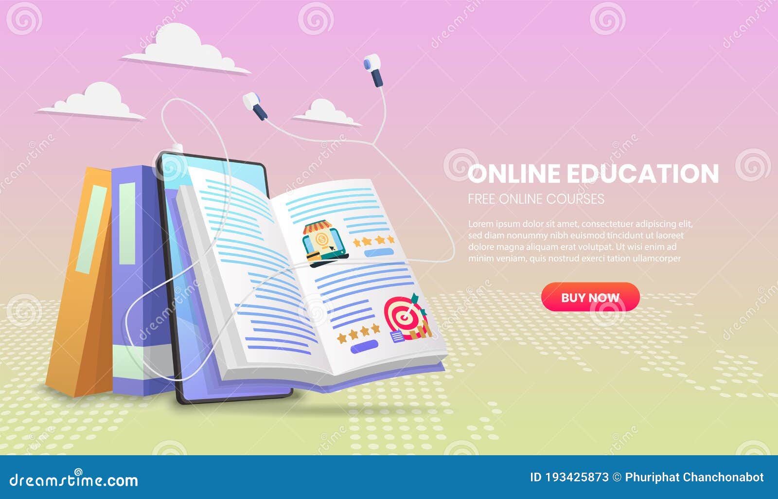 E-learning Banner. Online Education Stock Vector - Illustration of ...