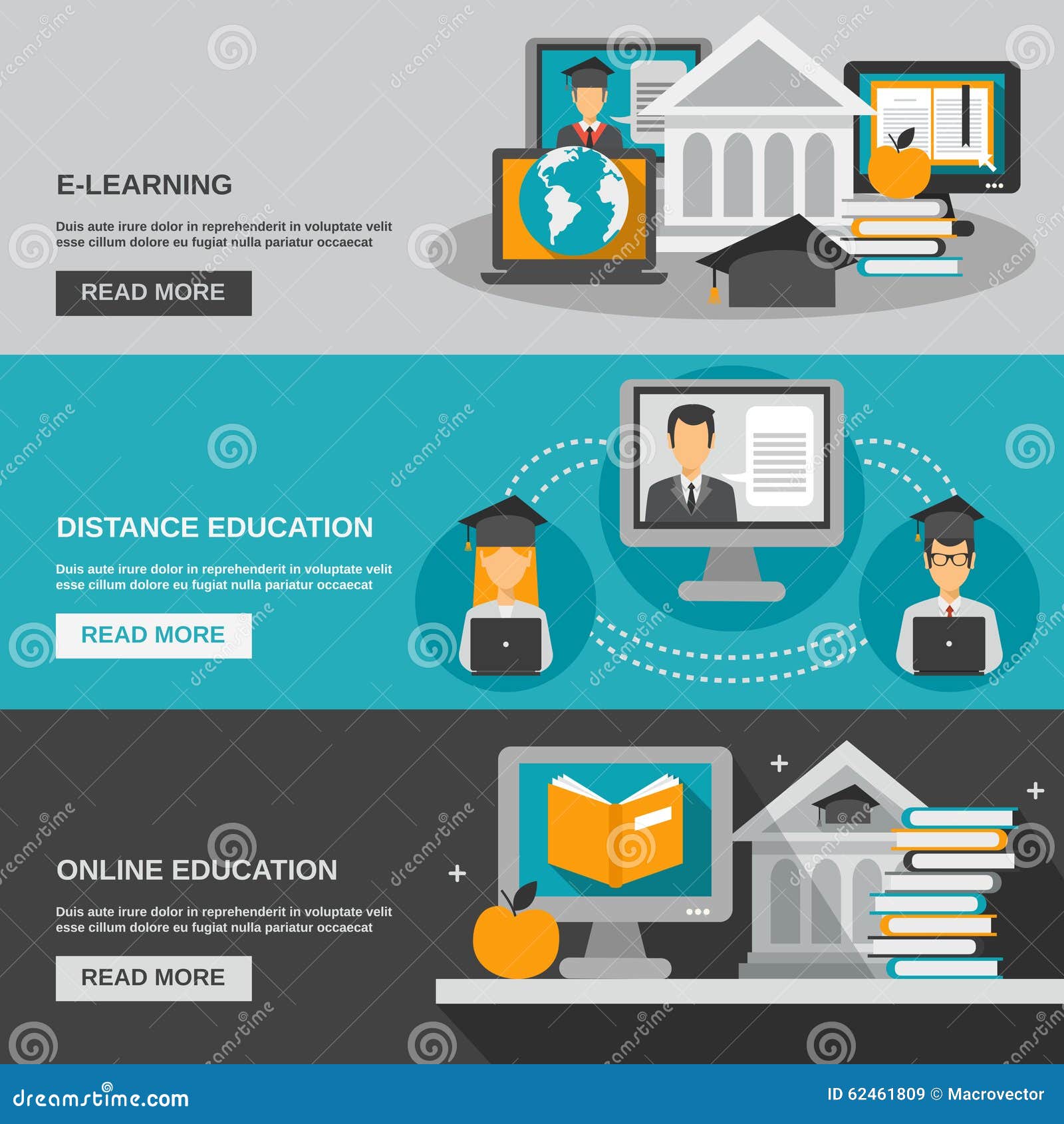 E-learning Banner Set stock vector. Illustration of book - 62461809 E-learning Banner Set stock vector. Illustration of book - 62461809