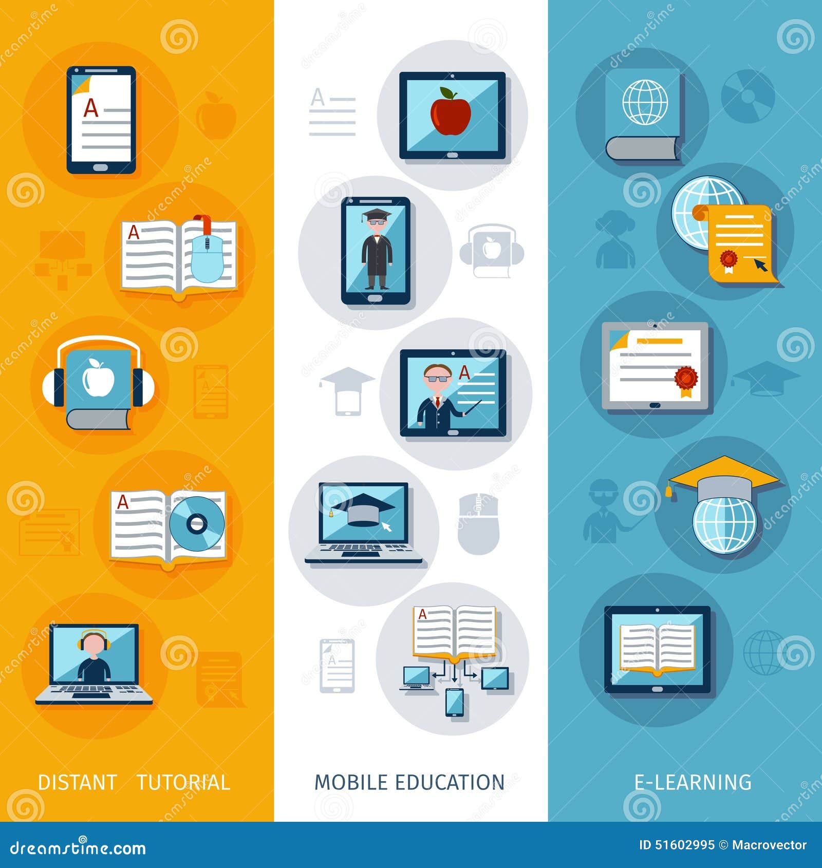 E-learning Banners Vertical Stock Vector - Illustration of element, decorative: 51602995