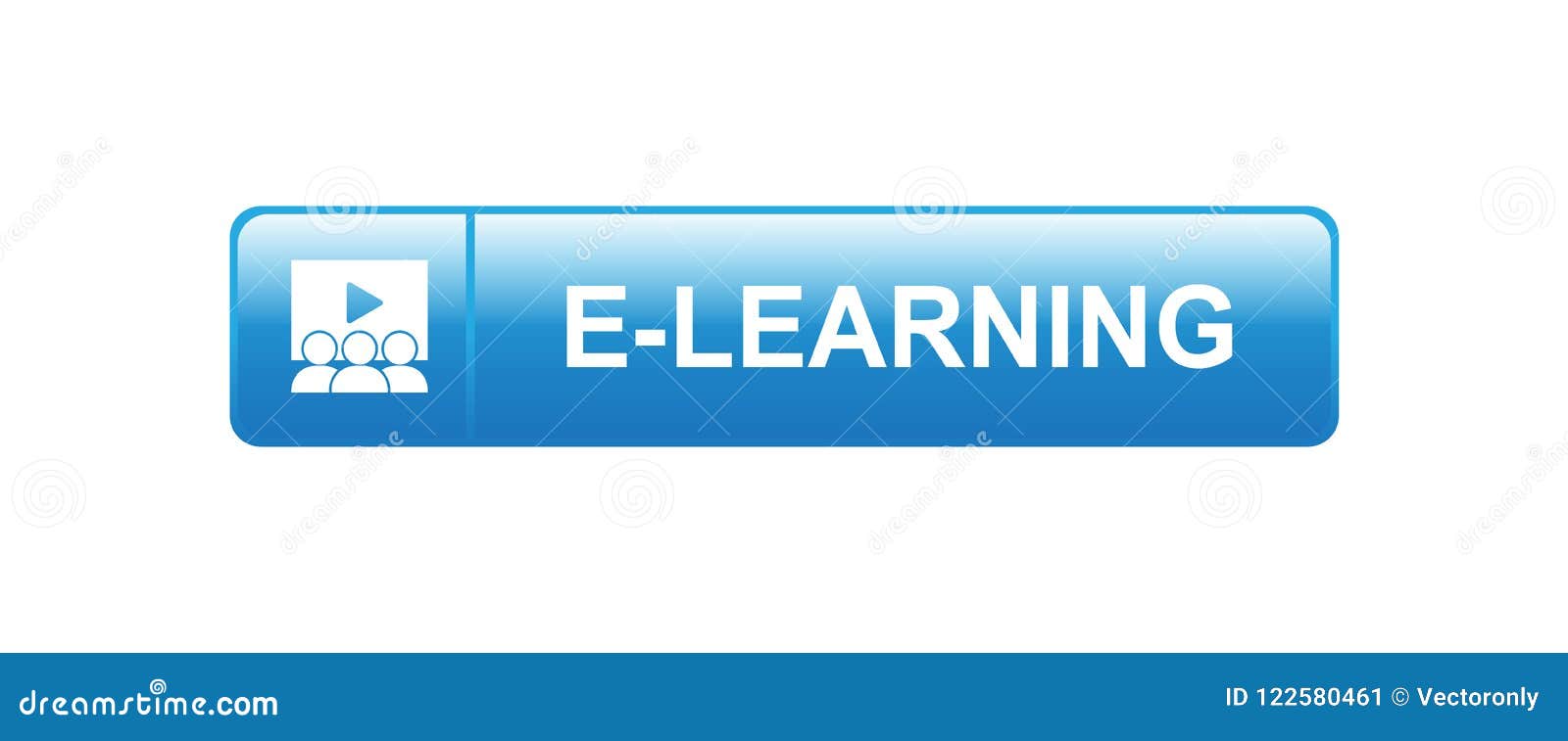 E learning button stock illustration. Illustration of class - 122580461