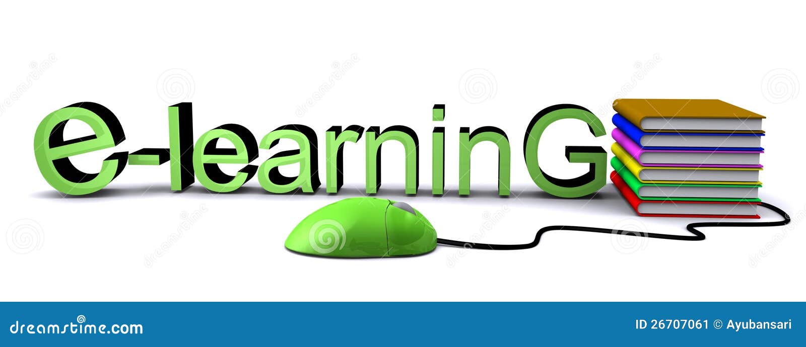 E-Learning with Computer Mouse and Books Stock Illustration ...