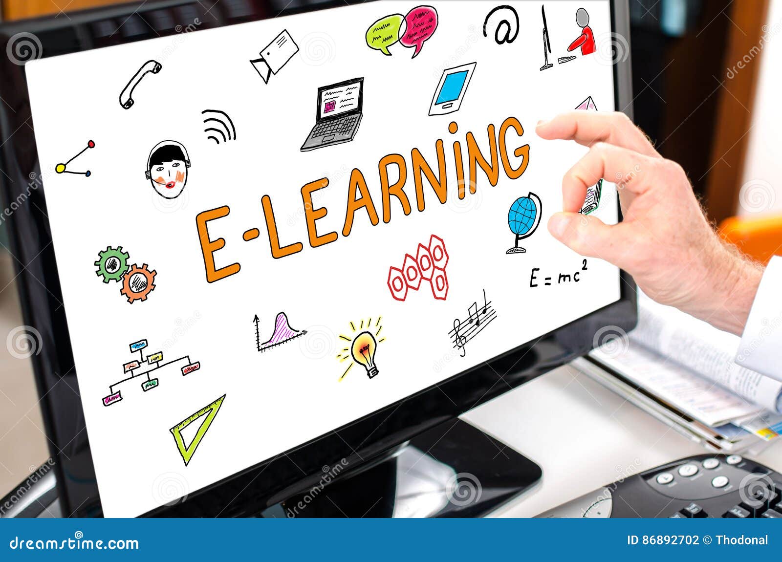 E-learning Concept on a Computer Monitor Stock Photo - Image of ...