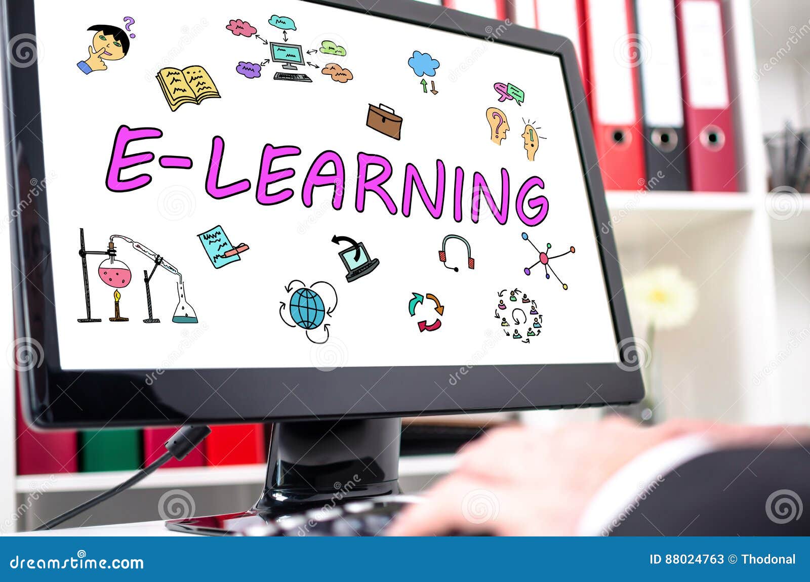 E-learning Concept on a Computer Screen Stock Image - Image of ...