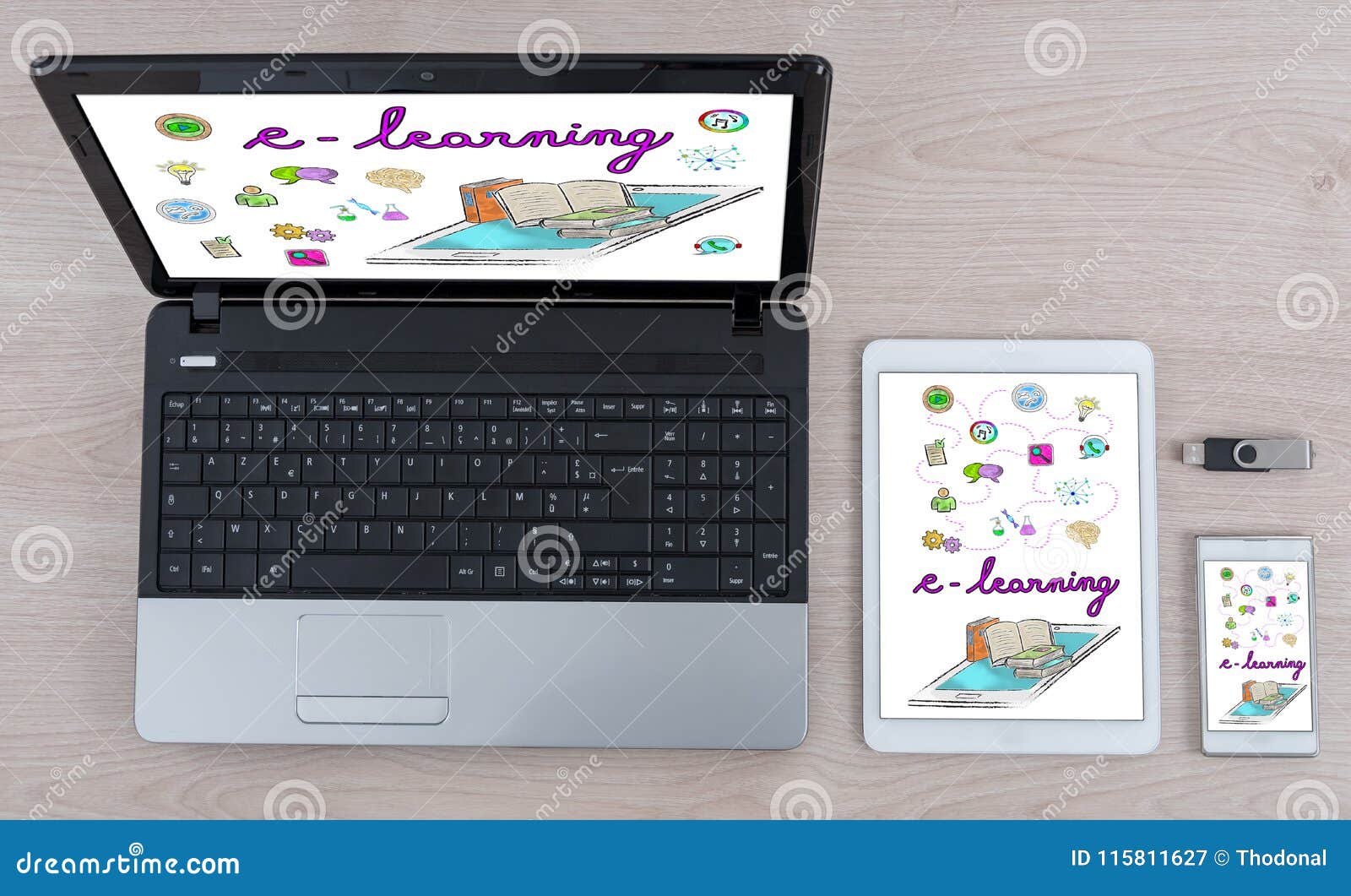 E-learning Concept on Different Devices Stock Image - Image of ...