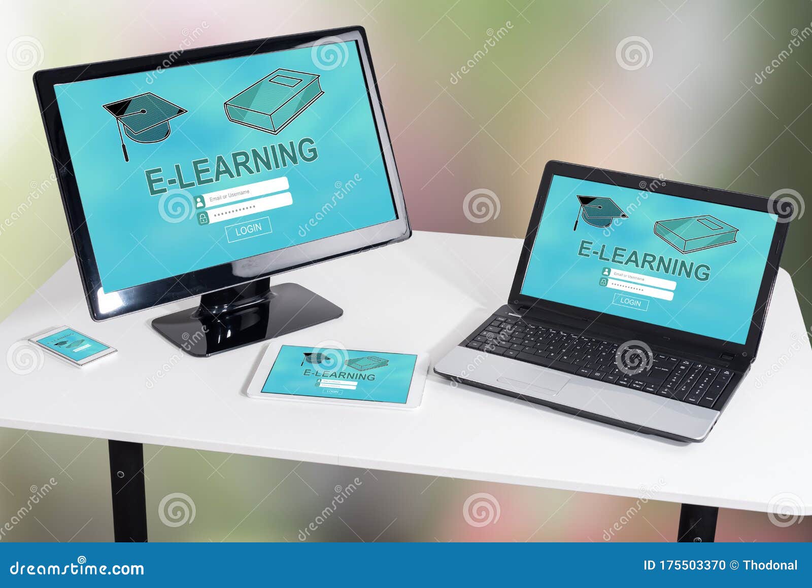 E-learning Concept on Different Devices Stock Photo - Image of ...
