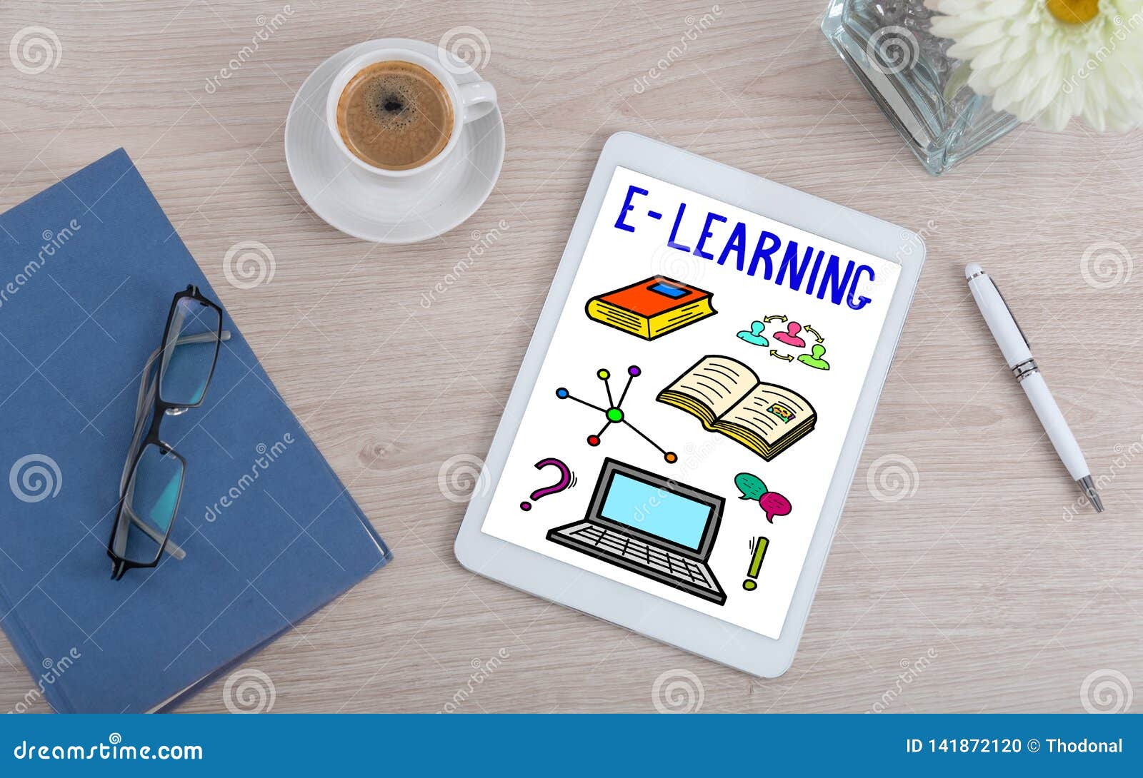 E-learning Concept on a Digital Tablet Stock Photo - Image of ...