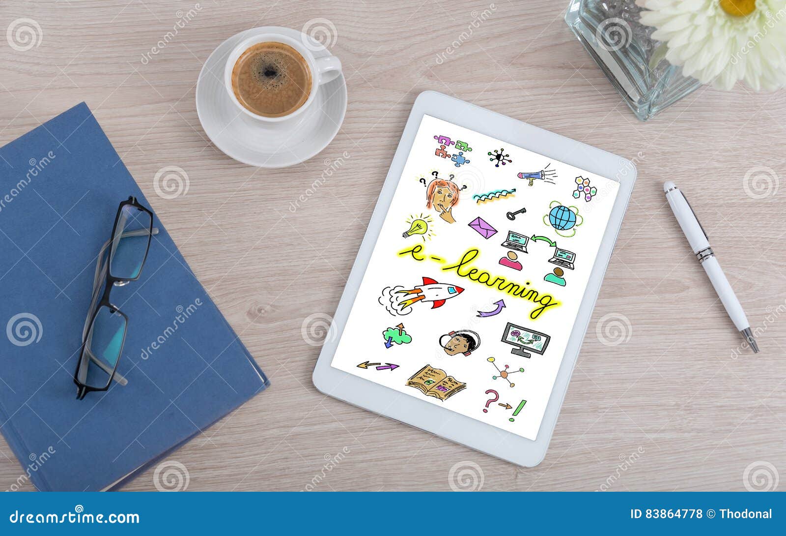 E-learning Concept on a Digital Tablet Stock Photo - Image of tablet ...