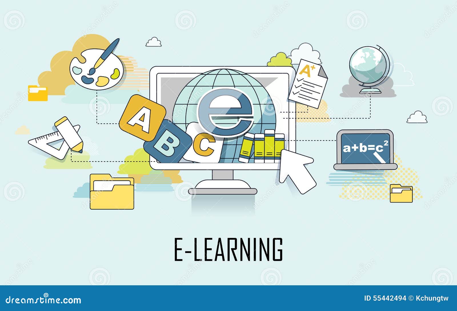 E-learning concept stock vector. Illustration of style - 55442494