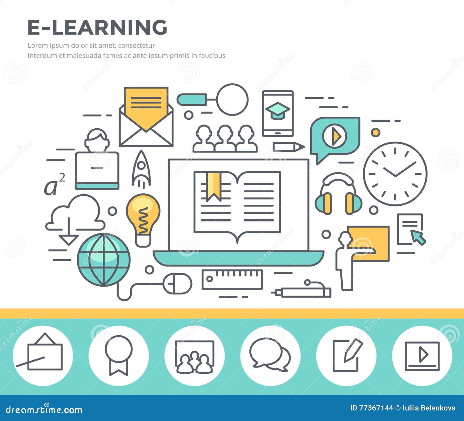 E- Learning Concept Illustration. Stock Vector - Illustration of ...