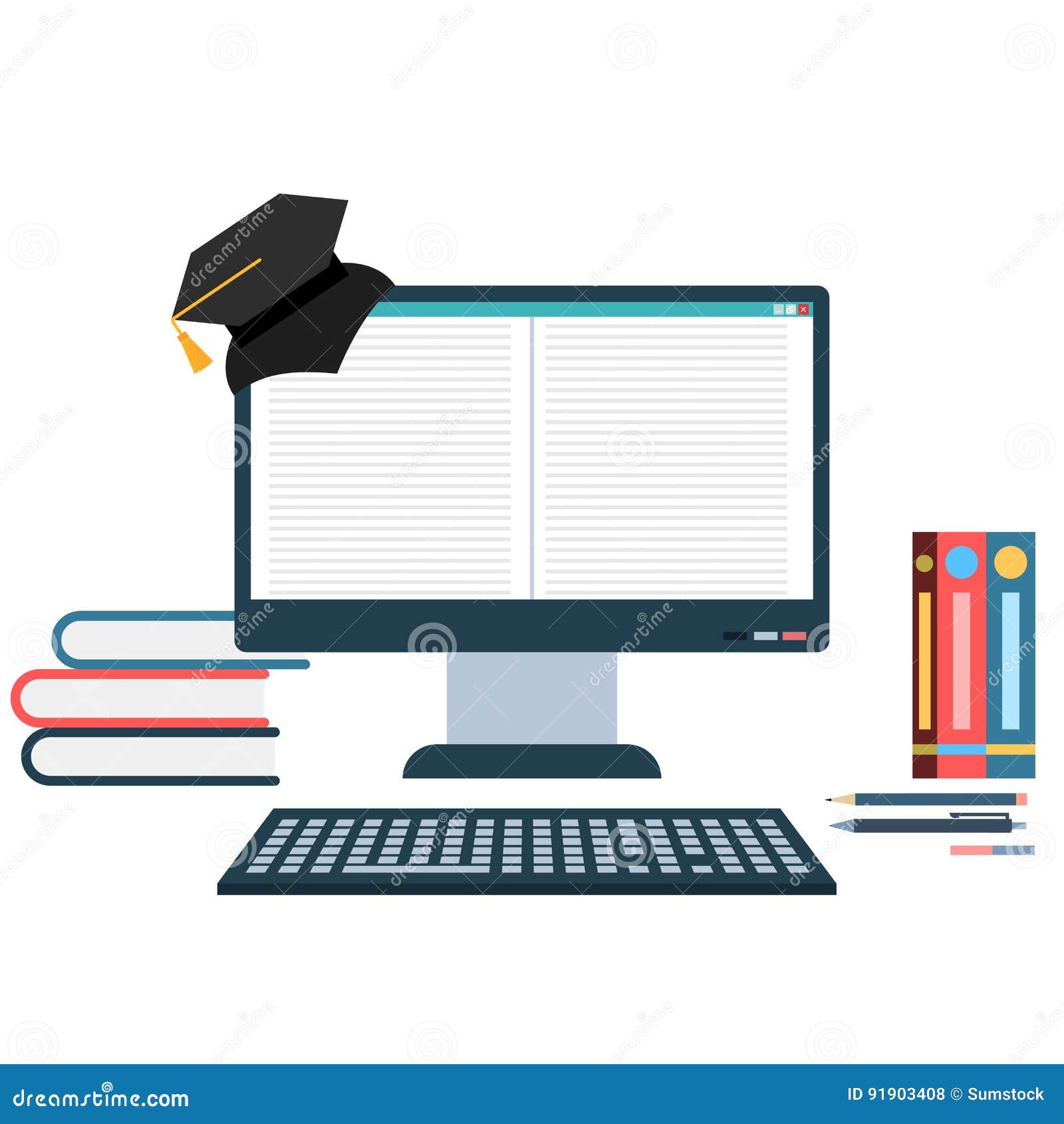 E-learning Concept Illustration Stock Vector - Illustration of flat, education: 91903408