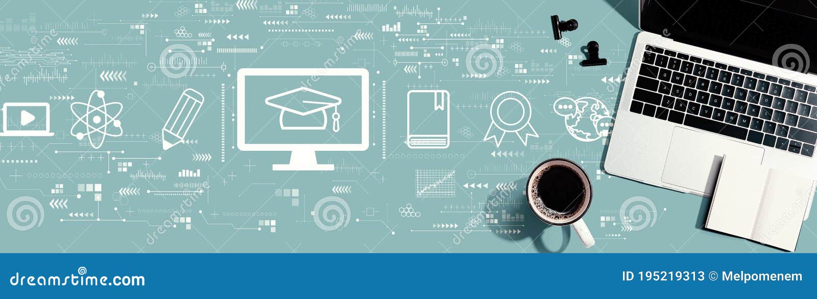 E-learning Concept with a Laptop Computer Stock Image - Image of ...