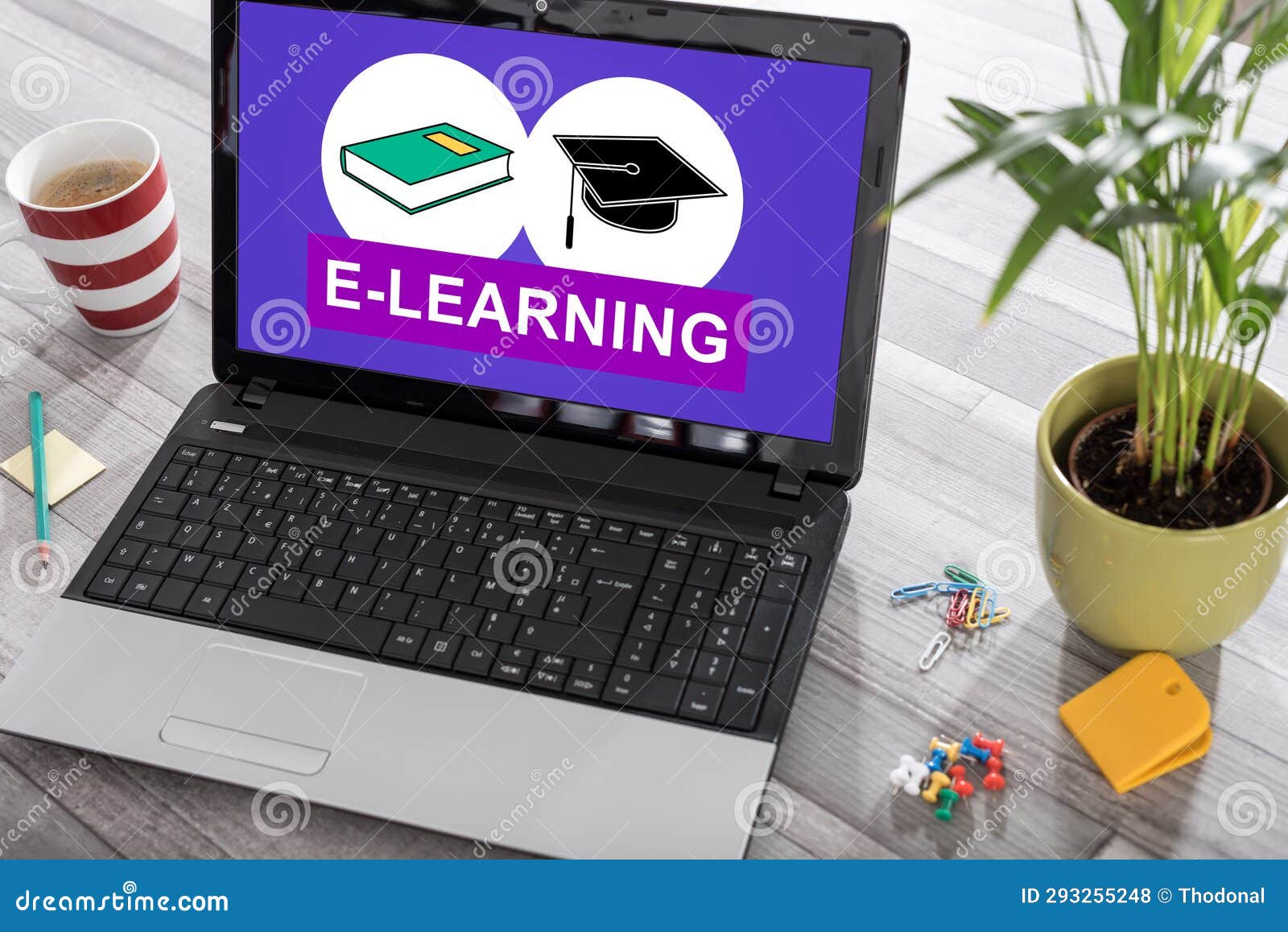 E-learning Concept on a Laptop Stock Photo - Image of technology ...