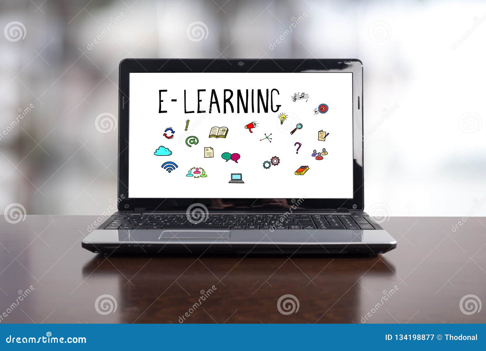 E-learning Concept on a Laptop Stock Image - Image of school ...