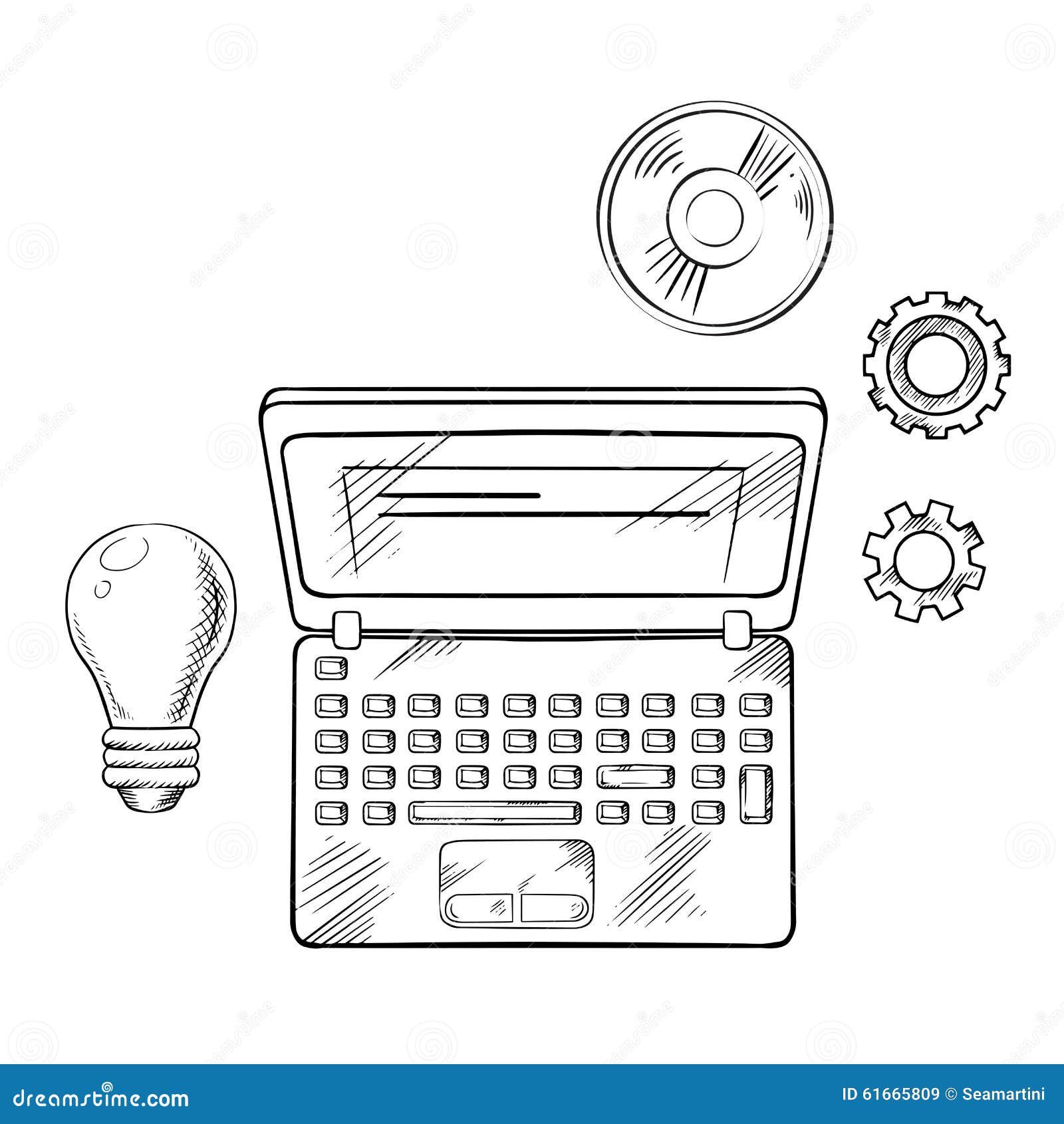 E-learning Concept with Laptop and Idea Stock Vector - Illustration of ...
