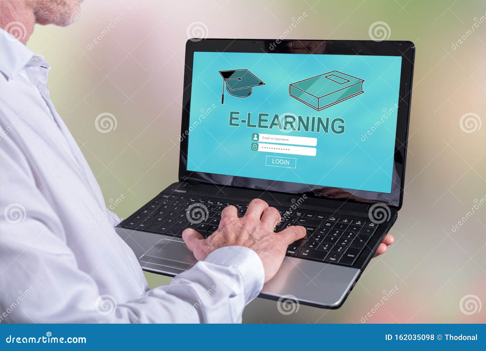 E-learning Concept on a Laptop Stock Photo - Image of screen, webinar ...