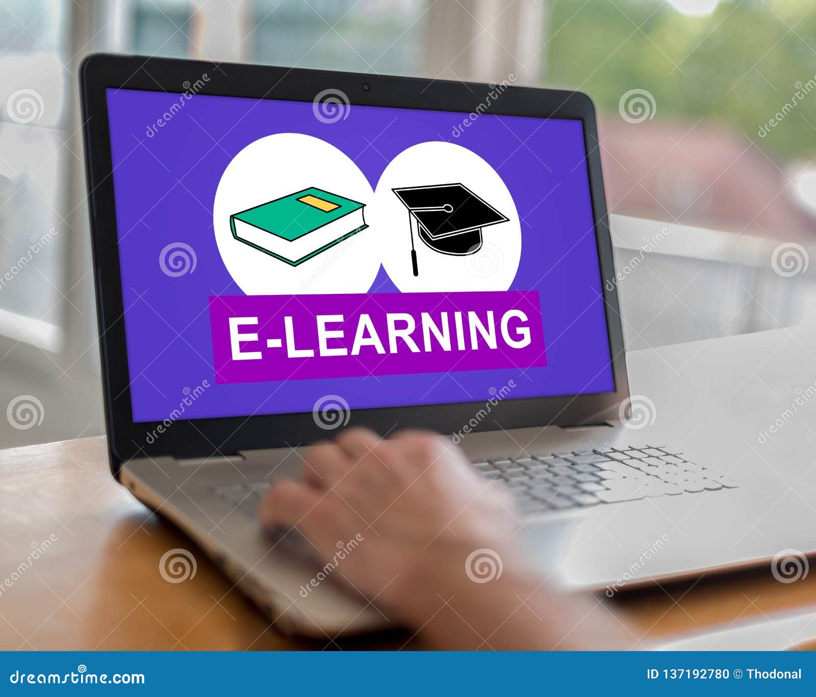 E-learning Concept on a Laptop Stock Photo - Image of study, network ...