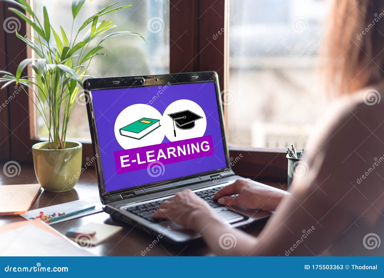 E-learning Concept on a Laptop Screen Stock Image - Image of ...