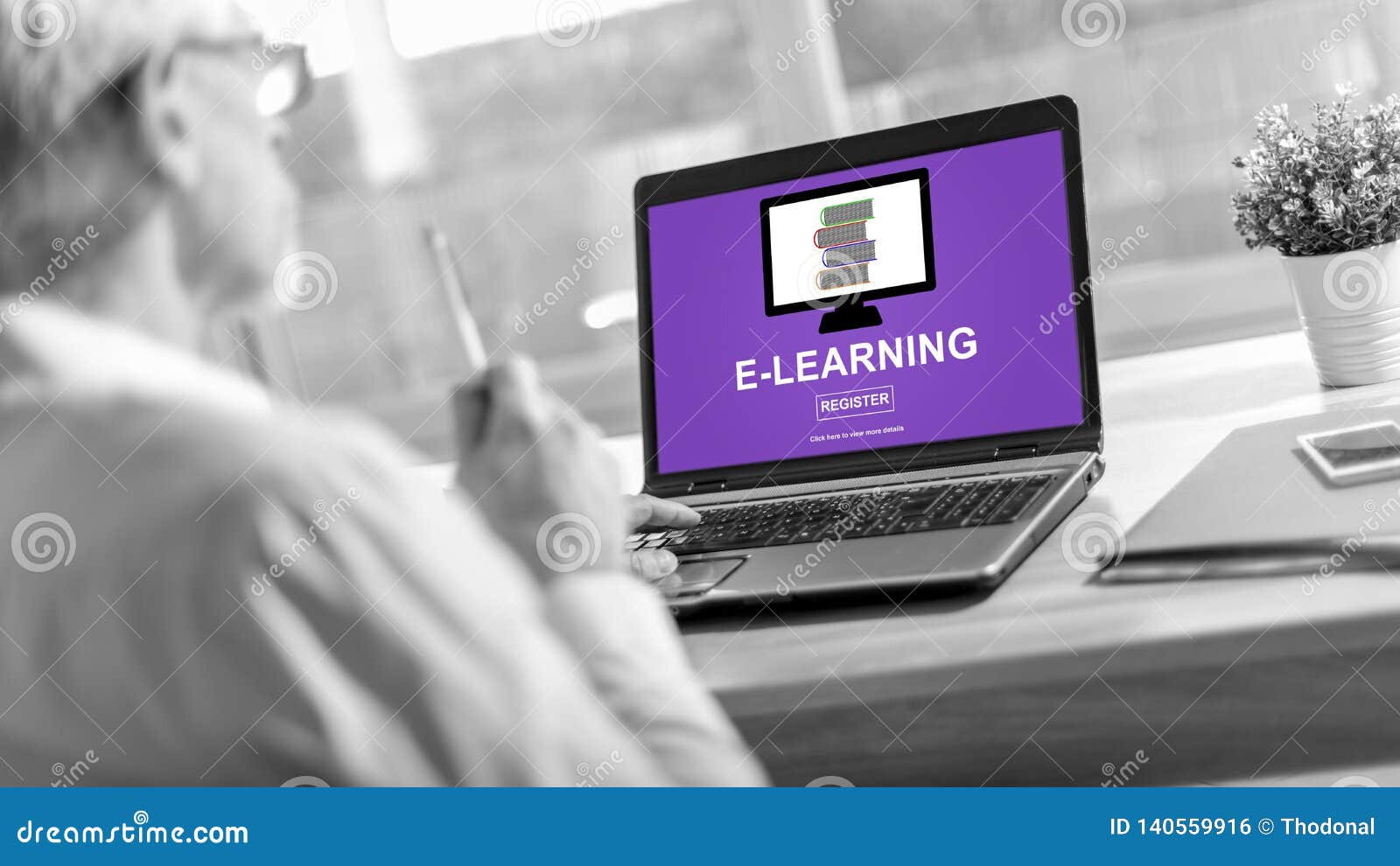 E-learning Concept on a Laptop Screen Stock Photo - Image of school ...