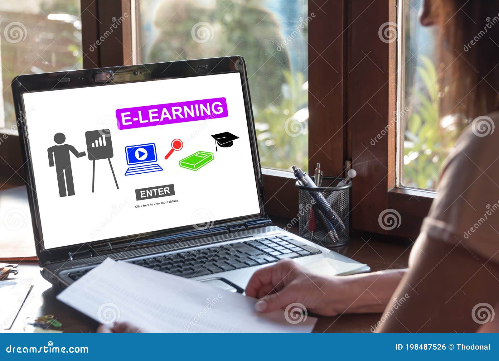 E-learning Concept on a Laptop Screen Stock Photo - Image of concept ...