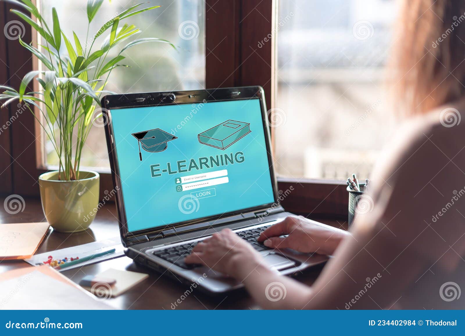 E-learning Concept on a Laptop Screen Stock Photo - Image of teaching ...