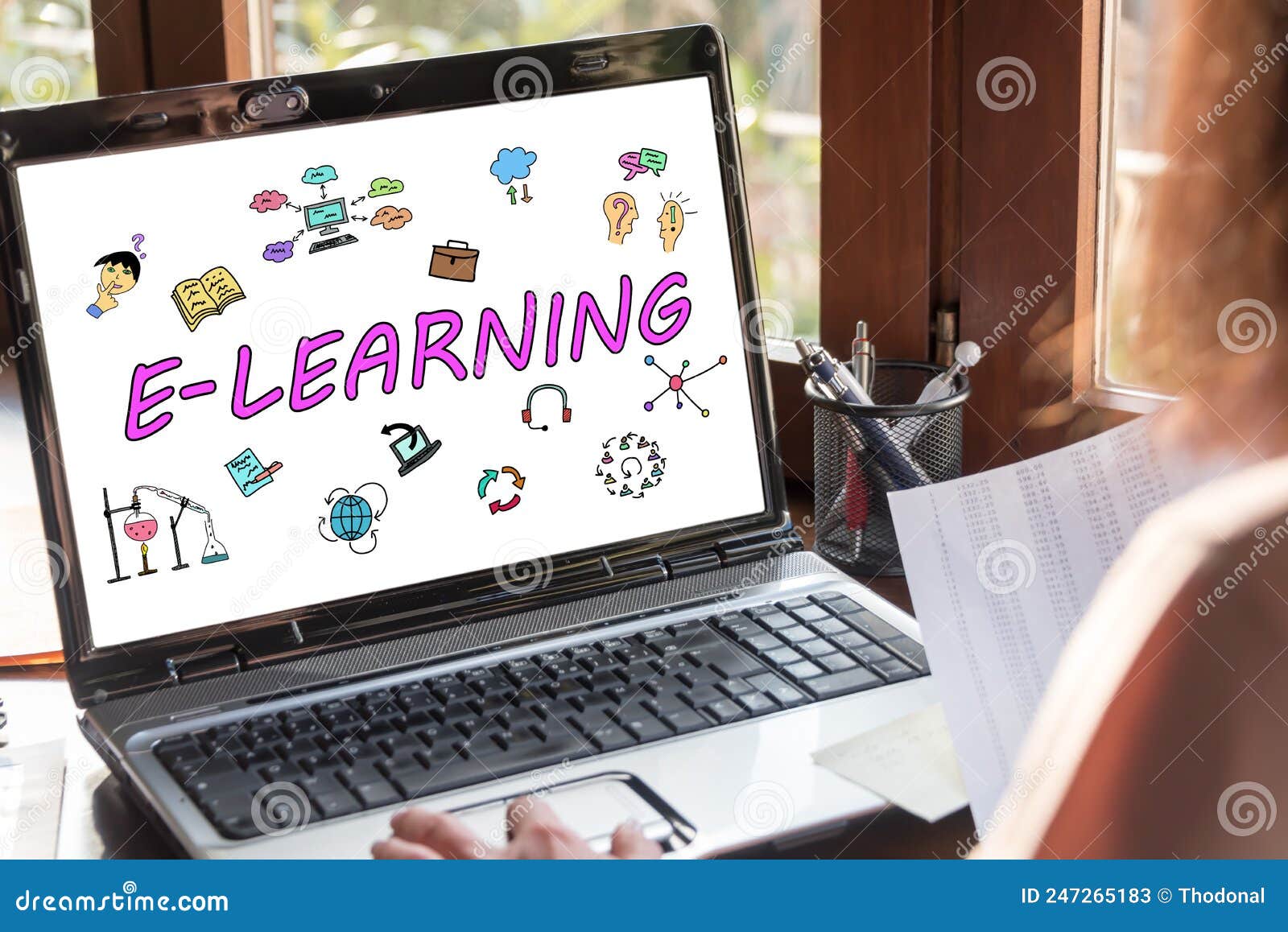 E-learning Concept on a Laptop Screen Stock Image - Image of business ...