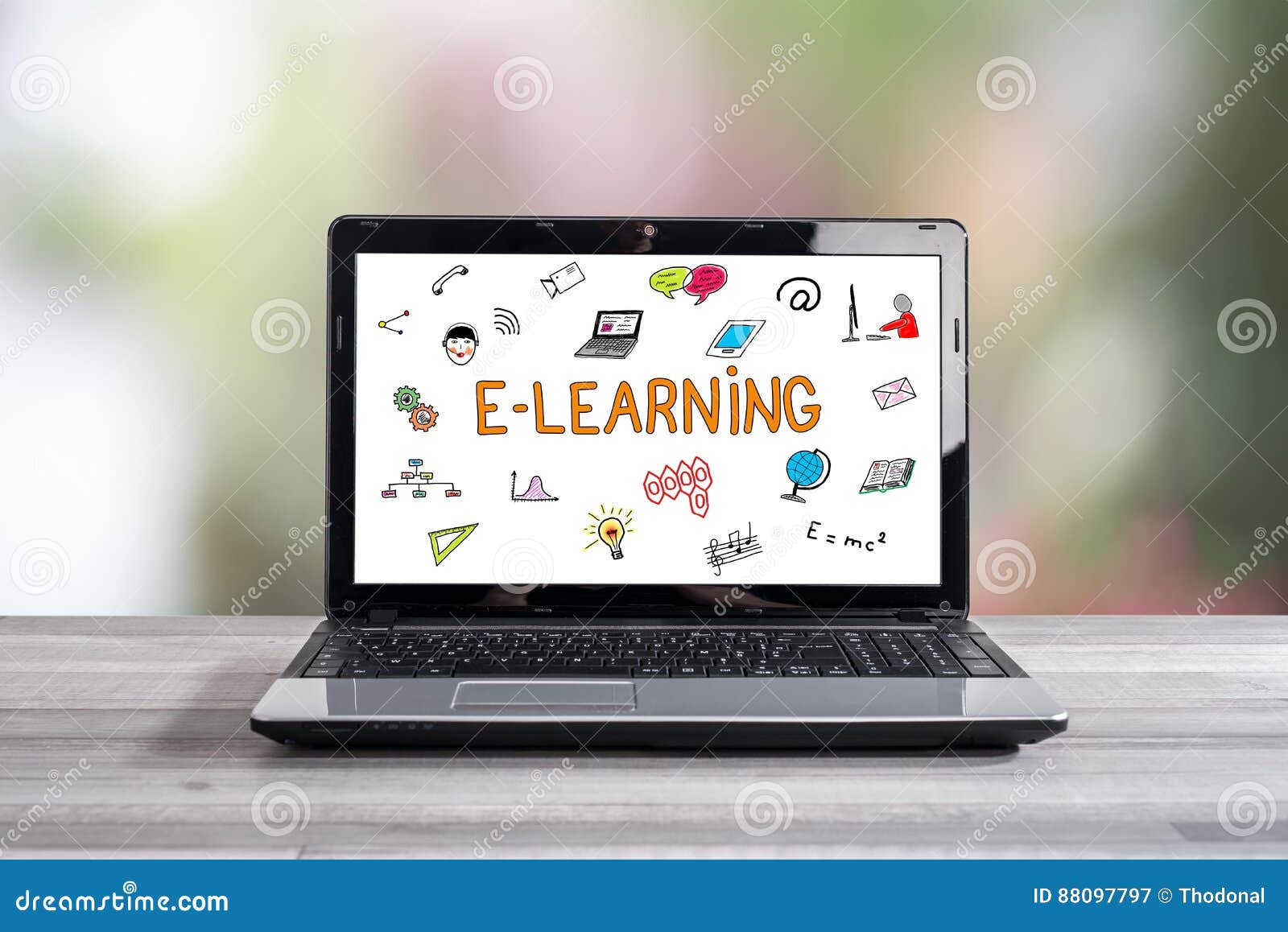 E-learning Concept on a Laptop Screen Stock Image - Image of webinar ...