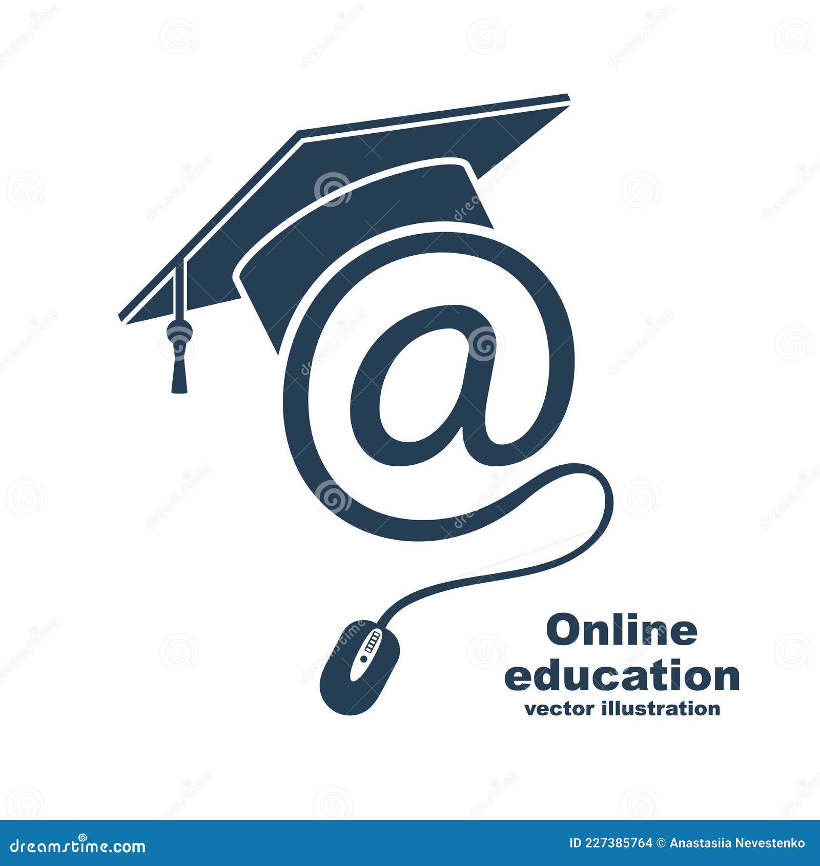 E-learning Concept. Logo Learning Online Center and Graduation Stock ...