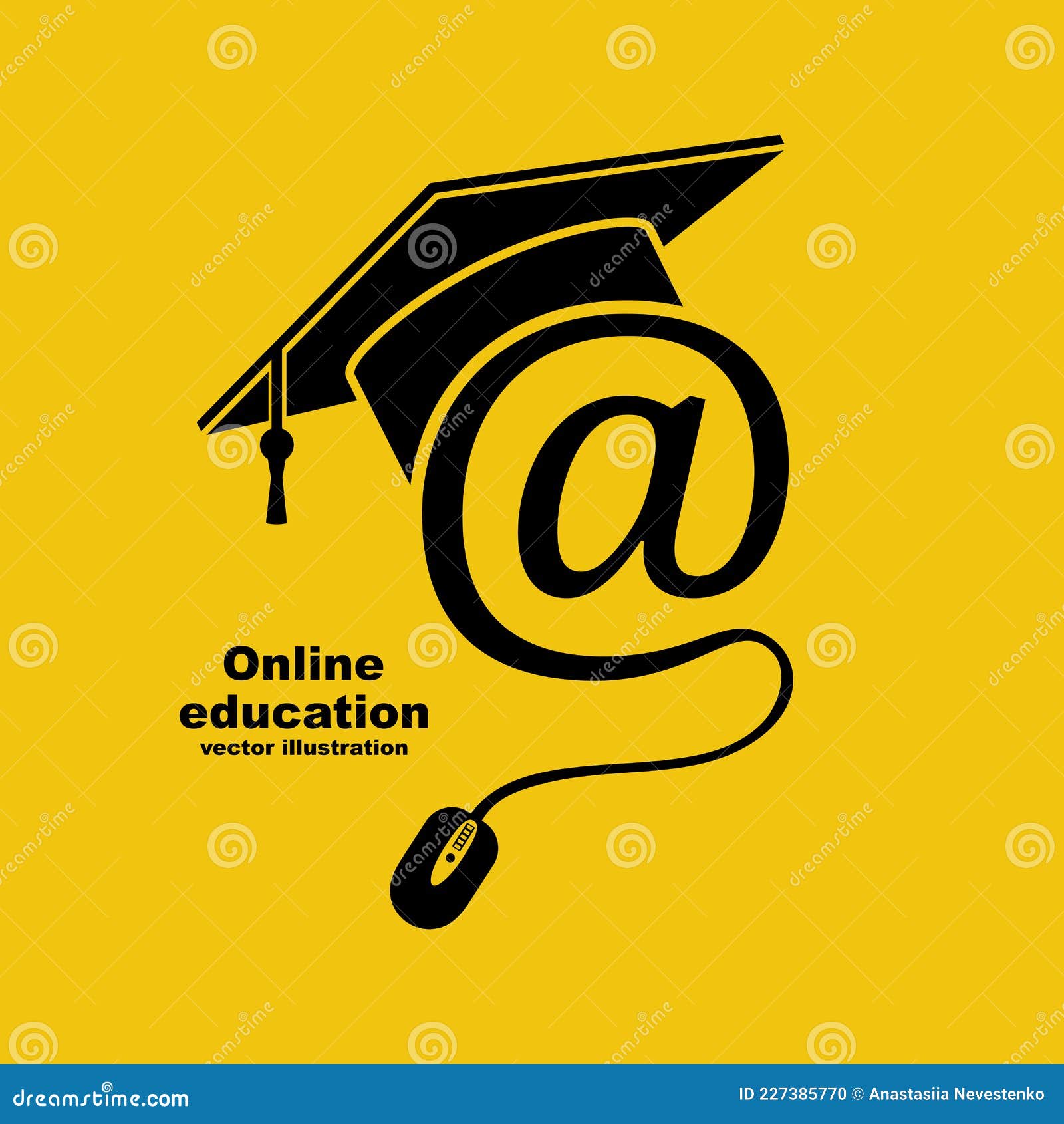 E-learning Concept. Logo Learning Online Center and Graduation Stock Vector - Illustration of ...