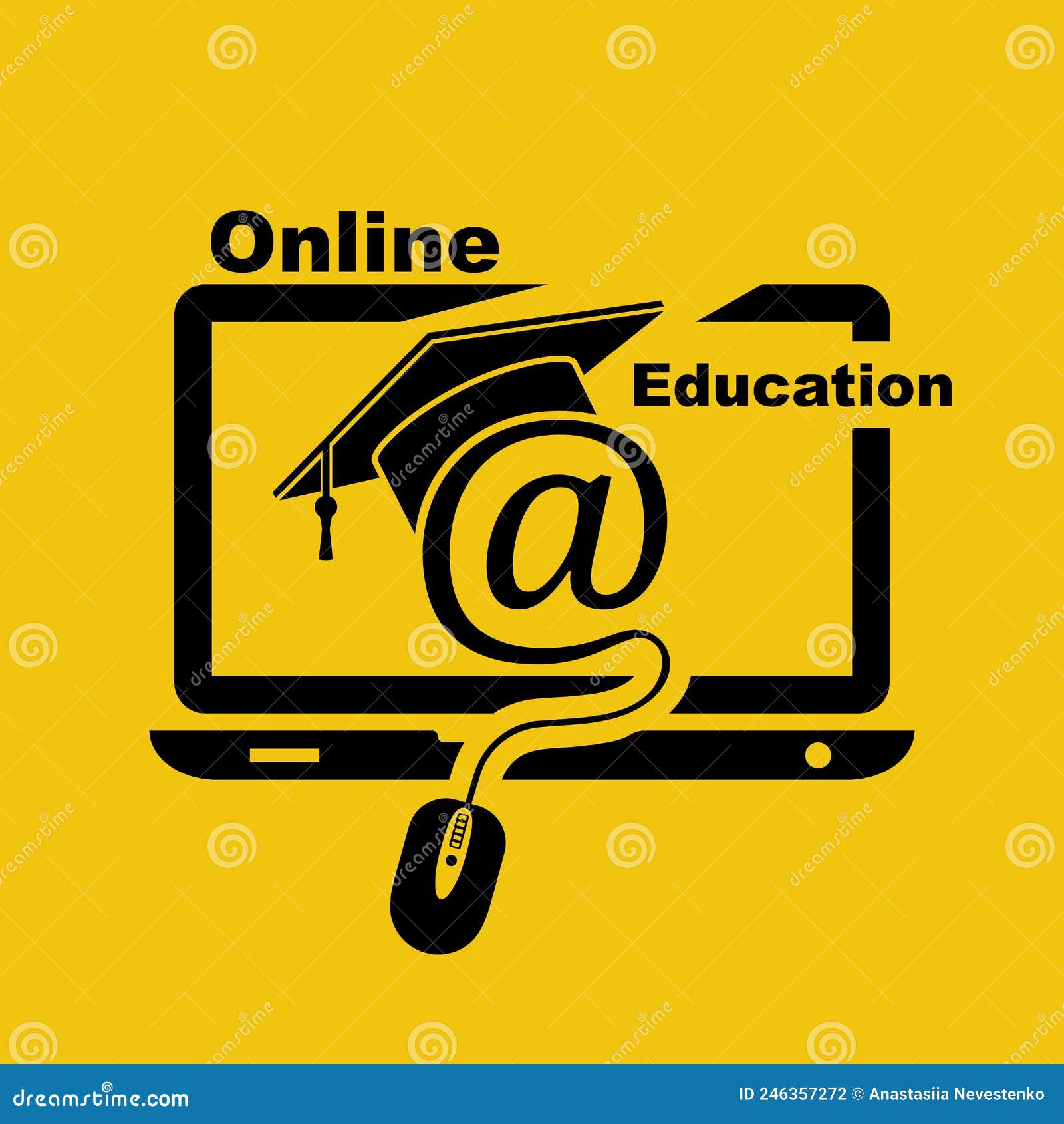 E-learning Concept. Logo Learning Online Center and Graduation Stock ...