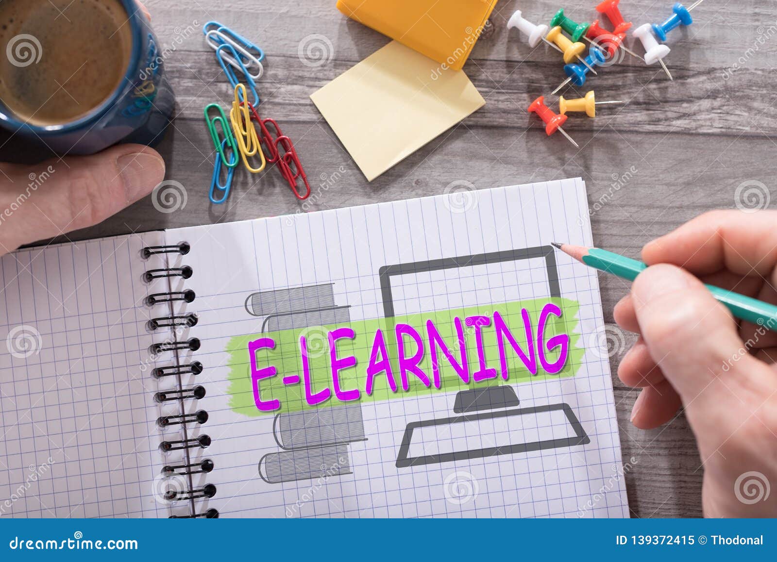 E-learning Concept on a Notepad Stock Image - Image of training ...