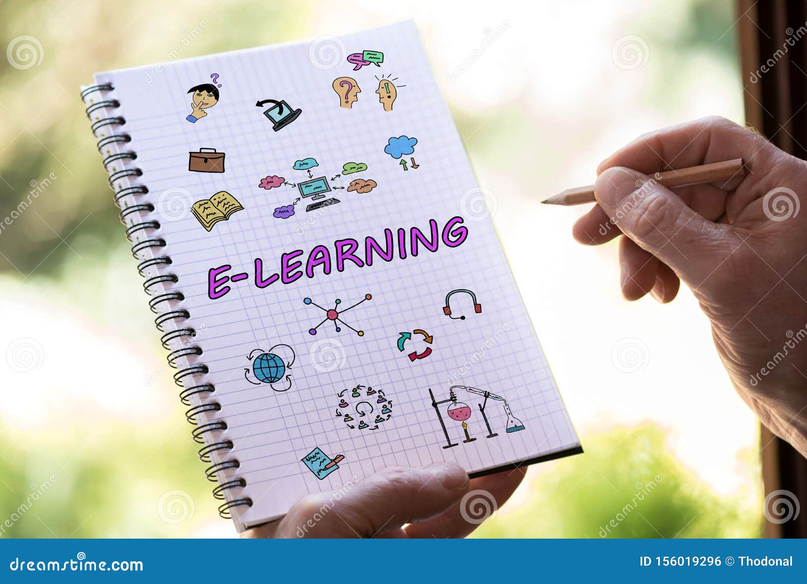E-learning Concept on a Notepad Stock Photo - Image of university ...