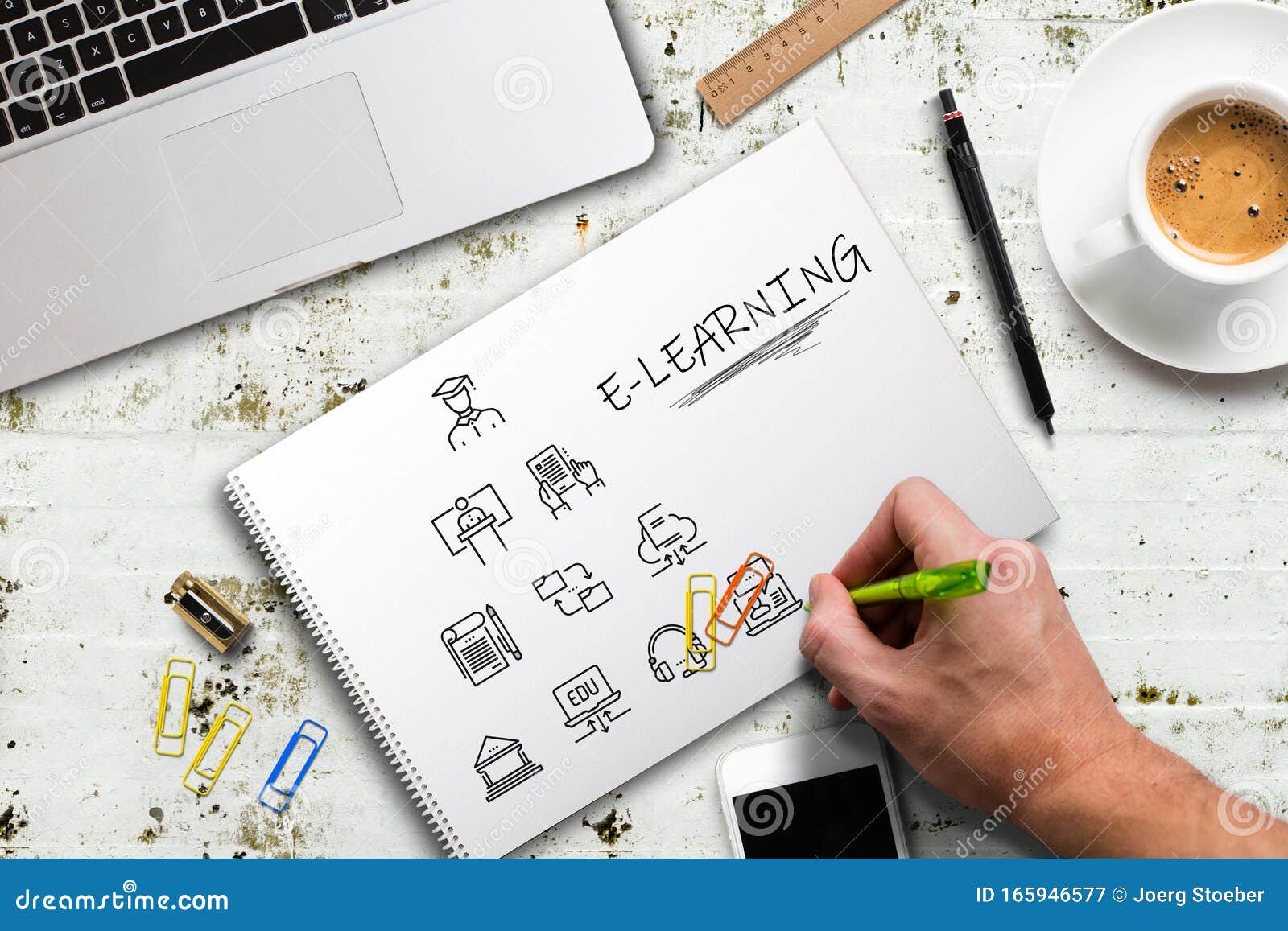 E-learning Concept on a Notepad Stock Image - Image of elearning ...