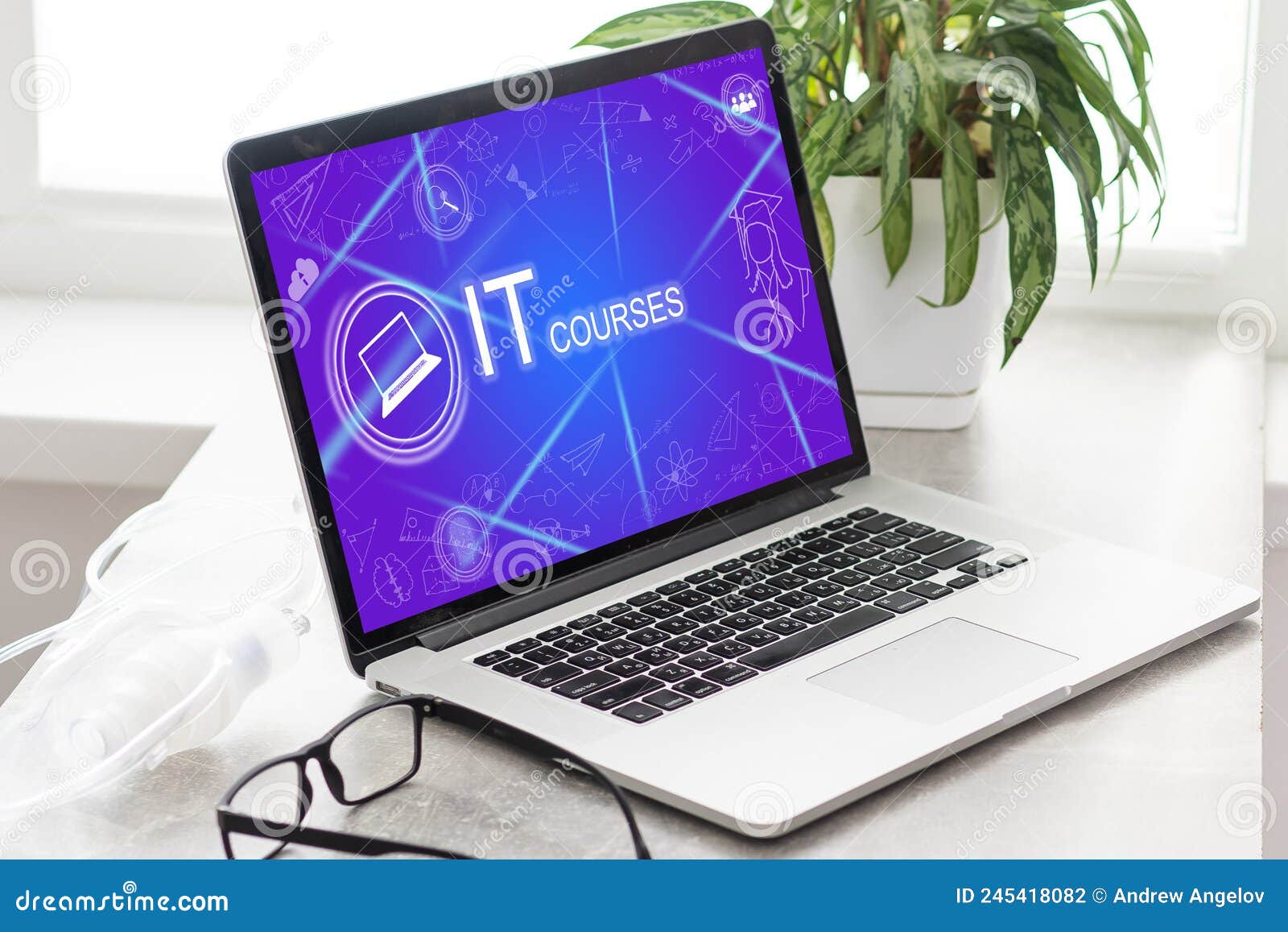 E Learning Concept. it Online Course Via Laptop and Lecture on Notepad ...