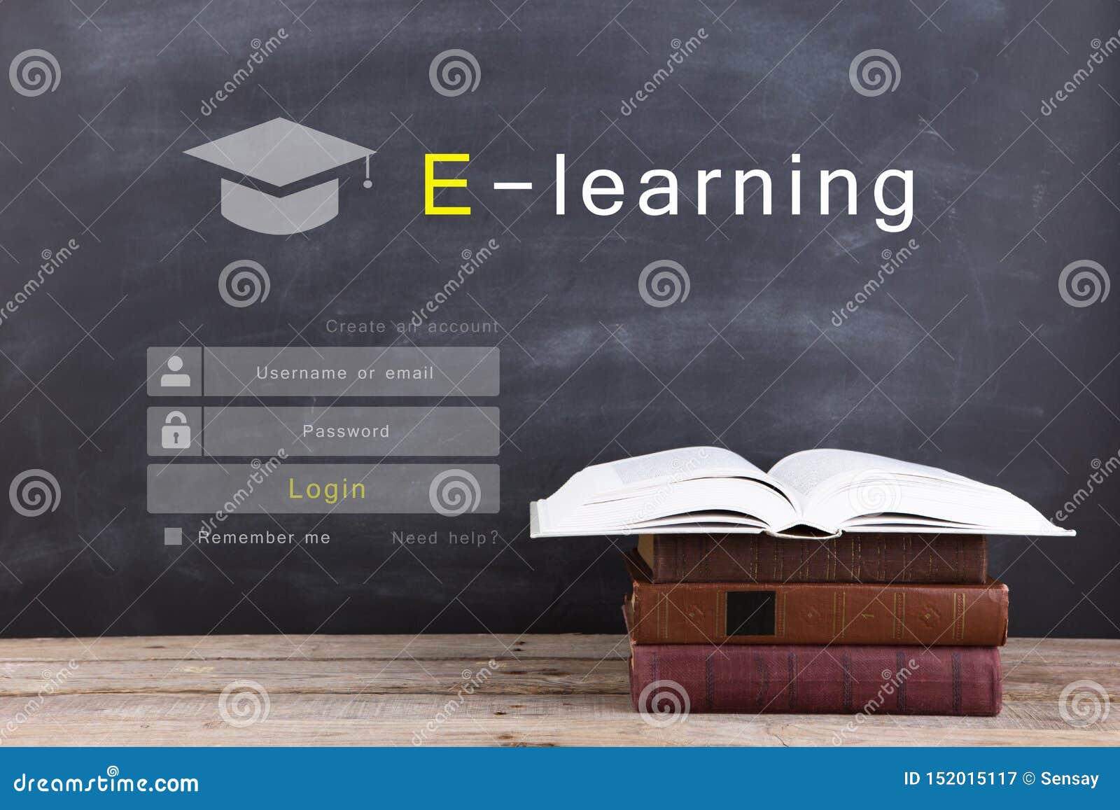 E - Learning Concept, Online Education Login or Registration Screen ...