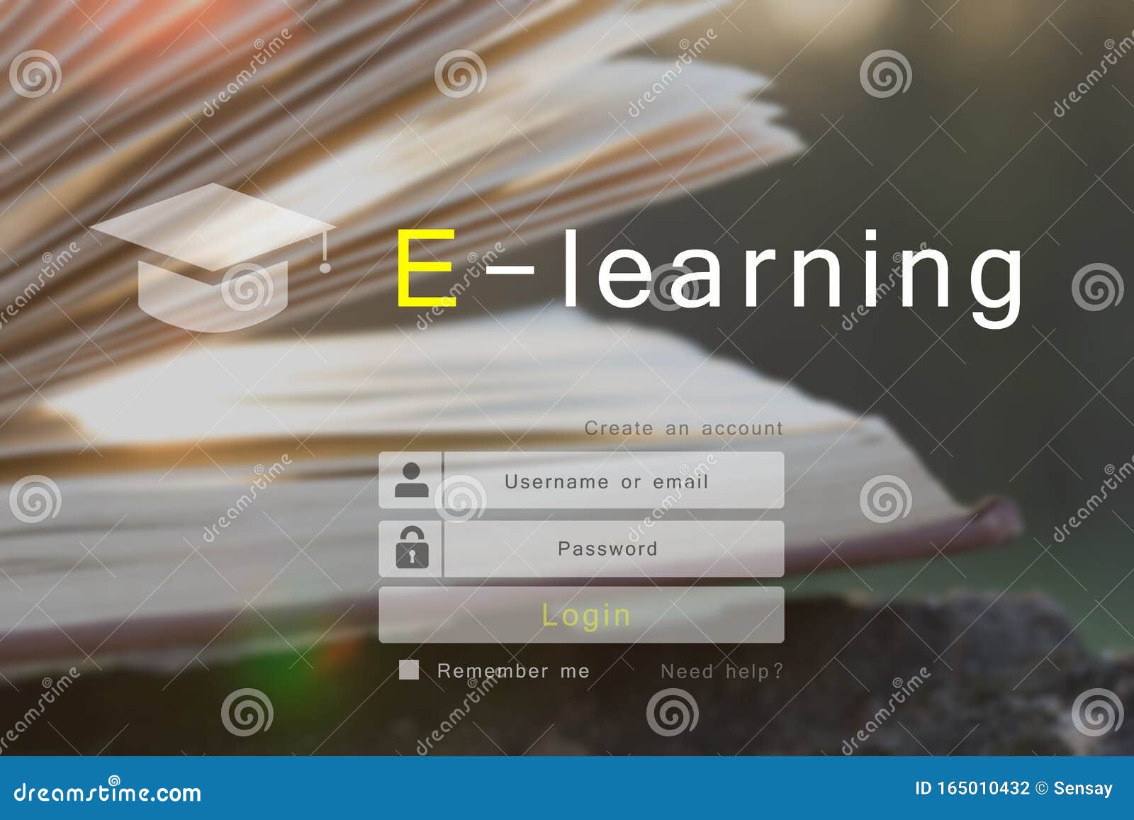 E - Learning Concept, Online Education Login or Registration Screen ...