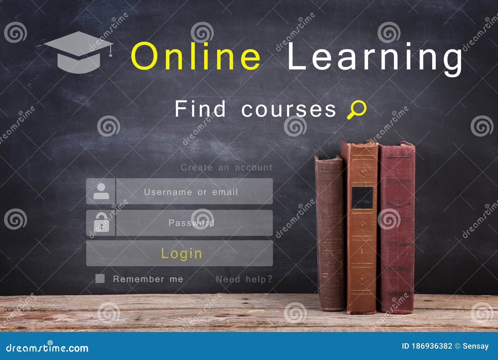 E - Learning Concept, Online Education Login or Registration Screen ...